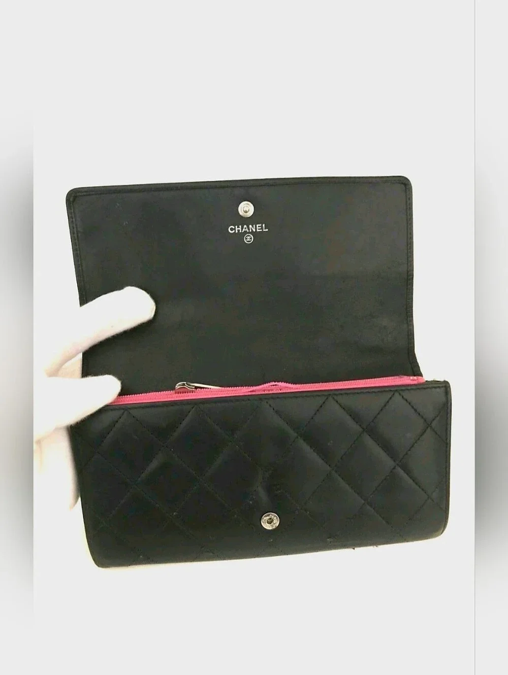 CHANEL | Bags | Authentic Chanel Combon Line Lambskin Long Bifold ...